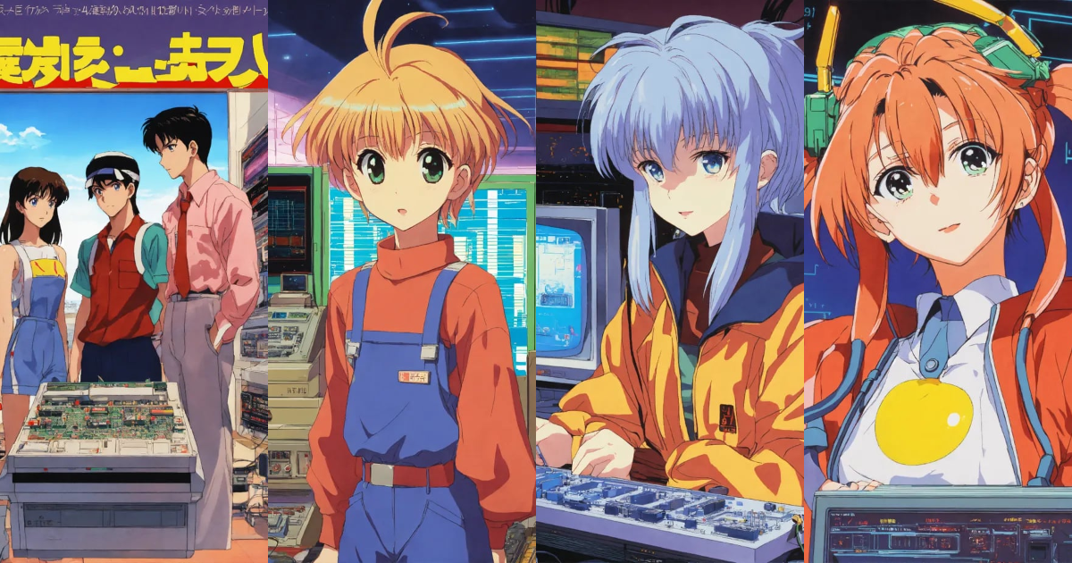Lexica - Promotion for a semiconductor. 90s style anime.