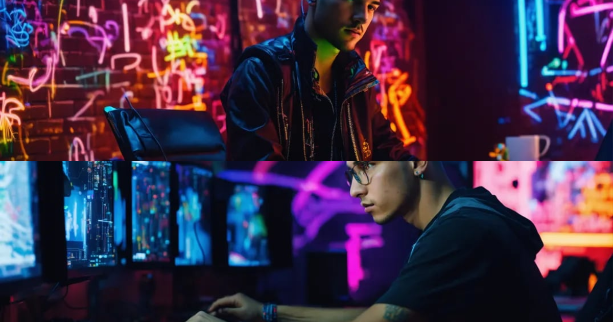 Lexica - Young male master programmer artist with white faux hawk ...