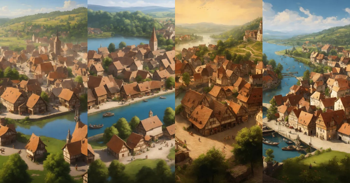 Lexica - Highly realistic, photography, Bird's eye view of a medieval ...