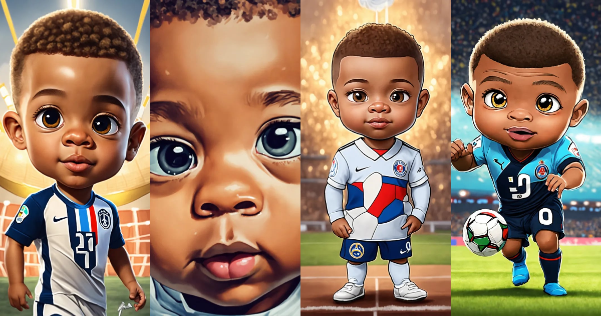 Lexica - Kylian mbappé cute baby cartoon realist big eyes