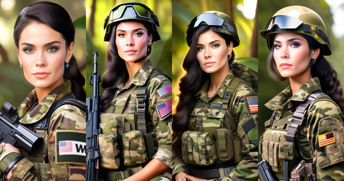 Lexica - Private Janet Atkins: Pretty girl soldier in a combat pose ...