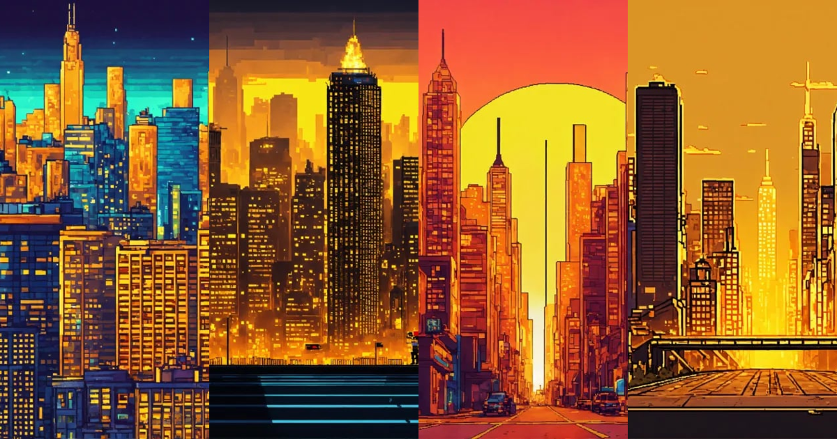 Lexica - Create an 8-bit video game-inspired world with a cityscape ...