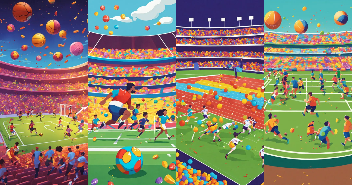 Lexica - Illustration of a stadium with participants running fast while ...