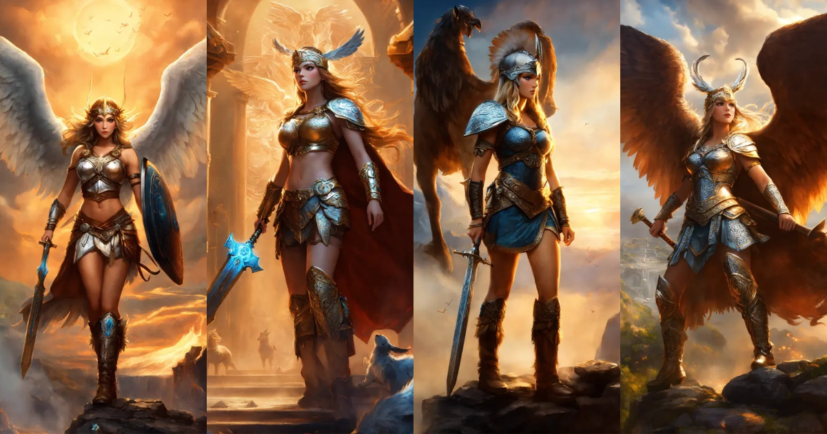 Lexica - Valhalla, hall of the gods, beautiful valkyrie, realistic