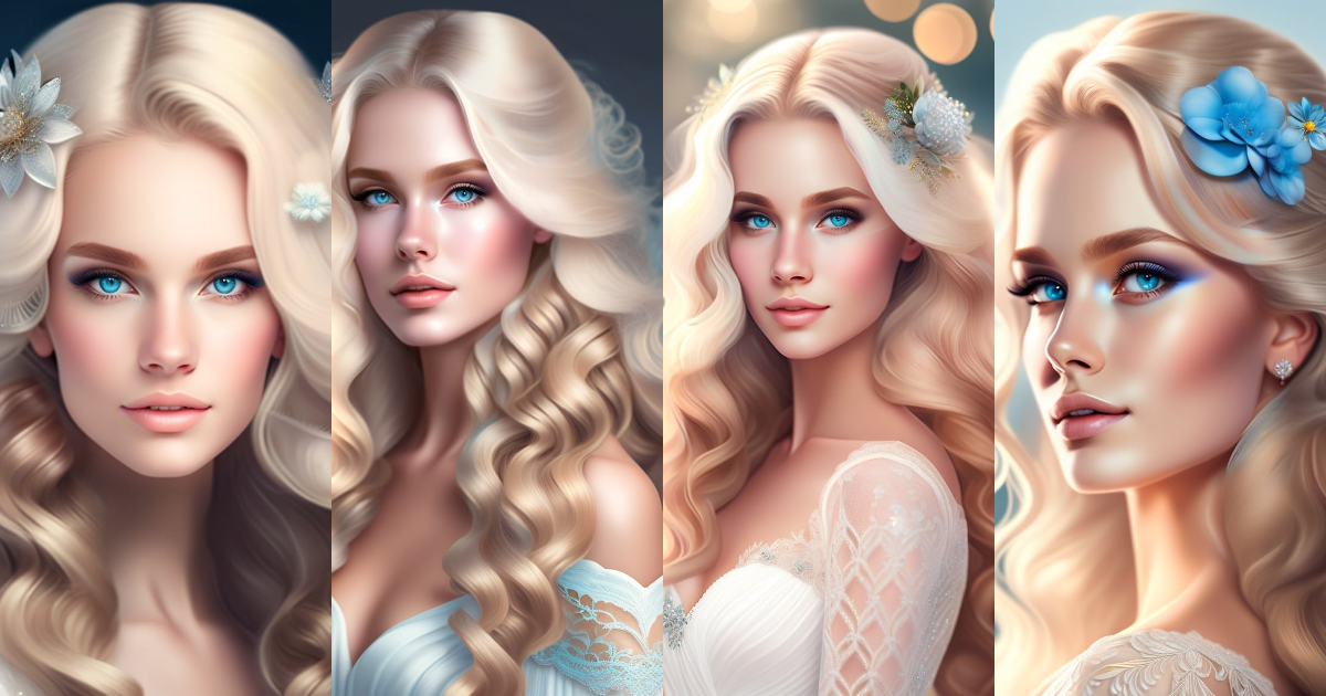 Lexica - Beautiful girl with a blue eyes, long curly blonde hair ...