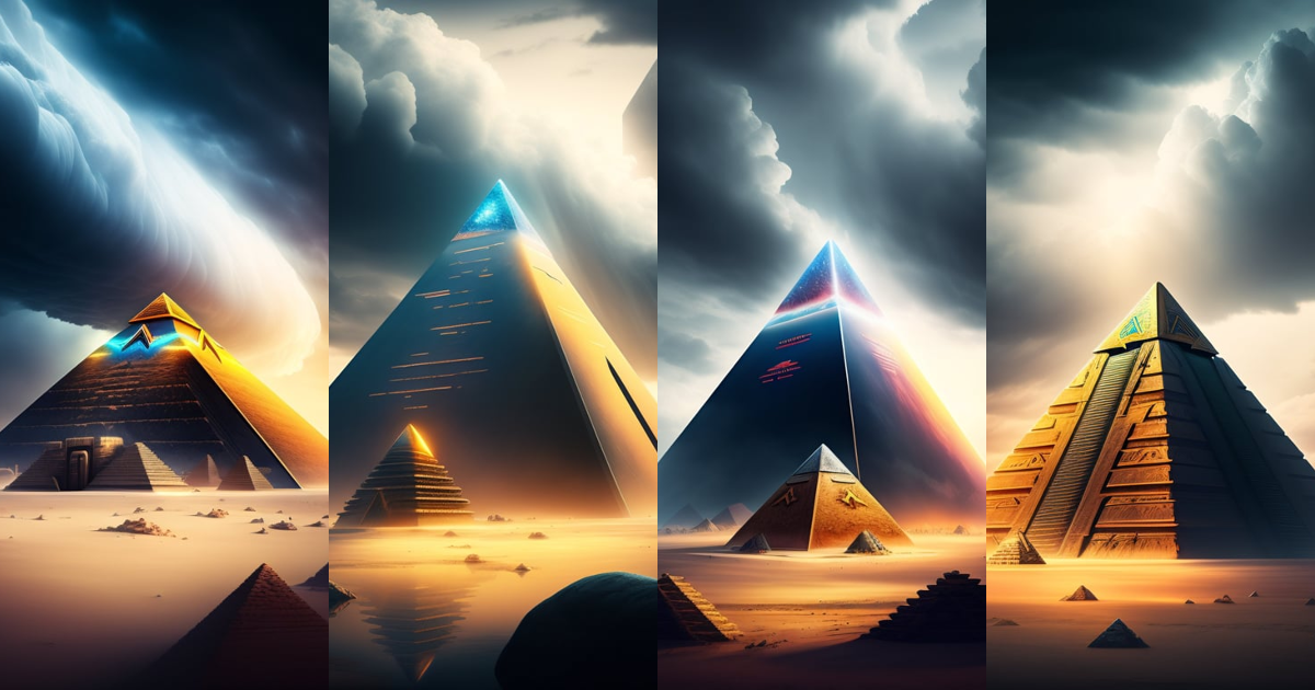 Lexica - Dystopian pyramids, background storm, computers