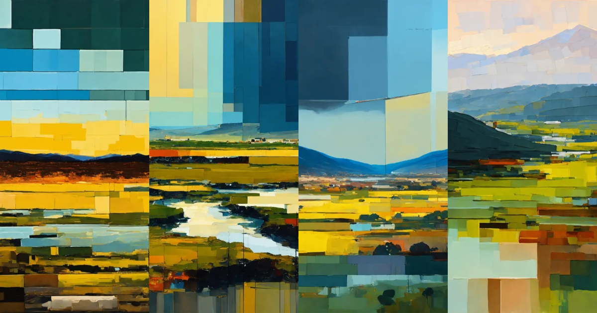 Lexica - Landscape, oil painting, transparent, in style, generative art ...