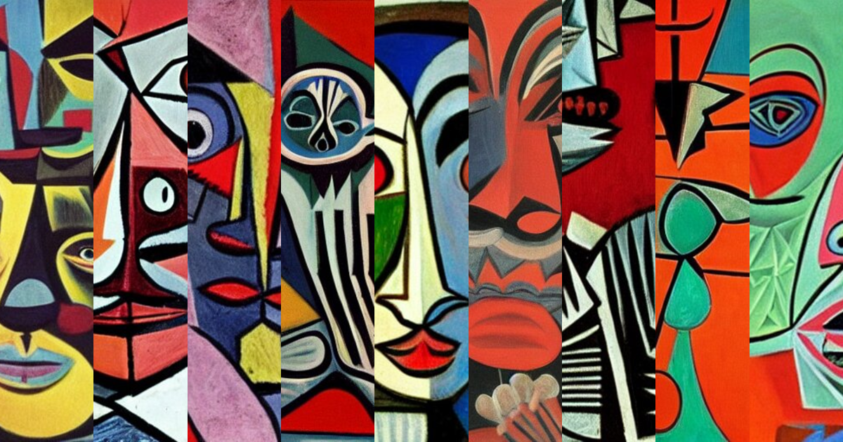 Lexica - Very creepy man, grotesque, horror, pablo picasso style