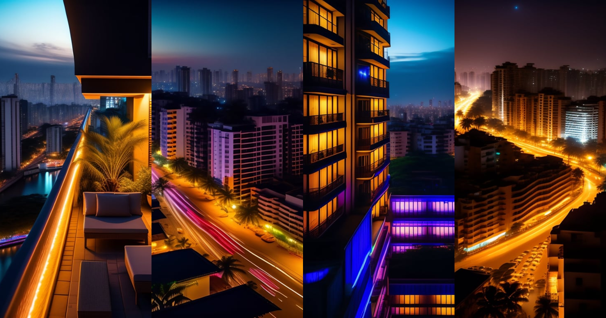 Lexica - Beautiful overhead sight of a Lower Parel during a real night ...