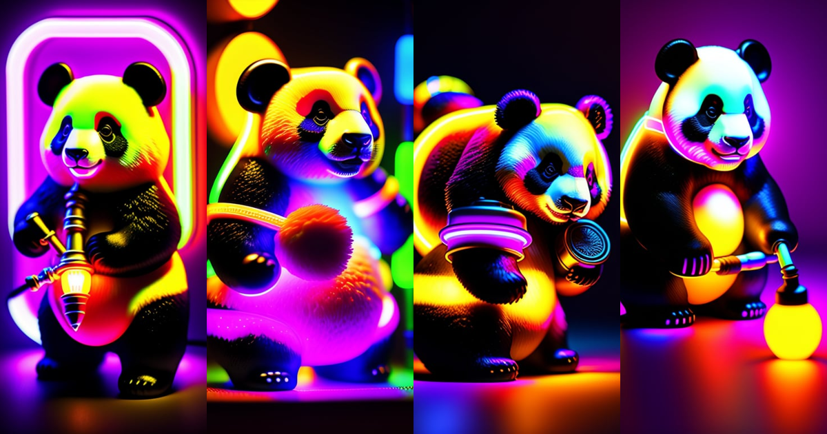 Lexica - Panda, Bagpiper, cute, neon light