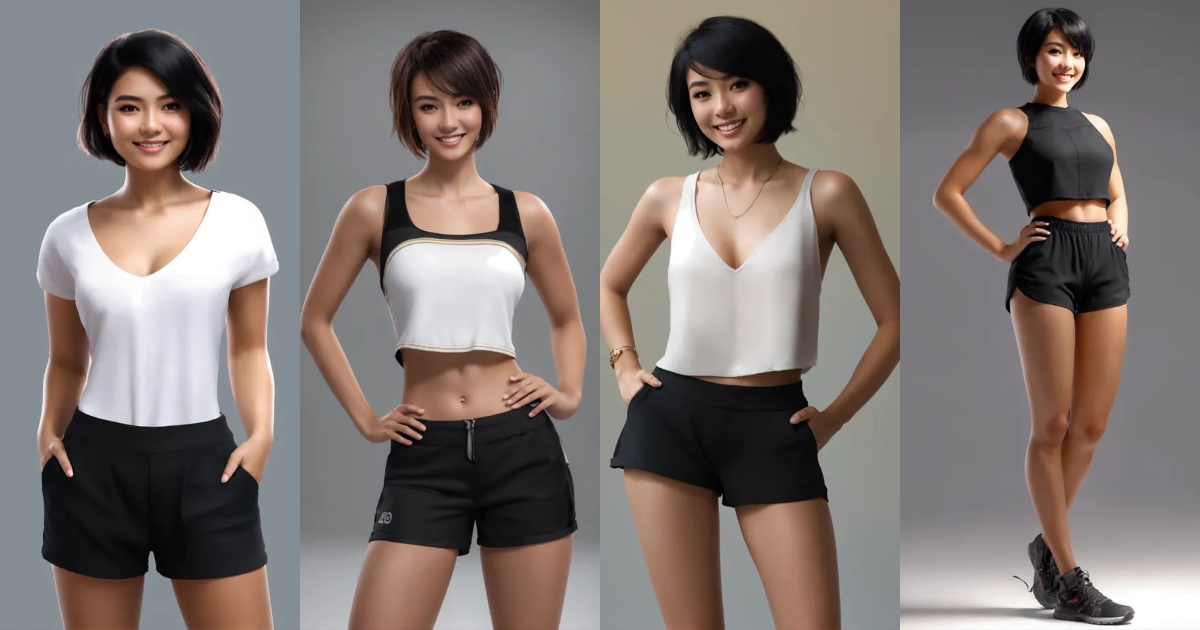 Lexica - , no shadows TONI, MAYA, Tan skin, gorgeous woman, white background, short hair ...