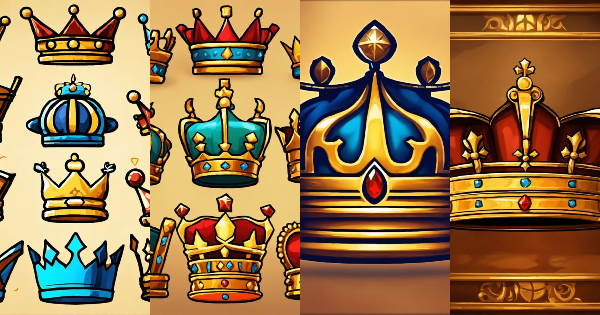 Lexica - 2d crown icon for game, single crown, ancient crown