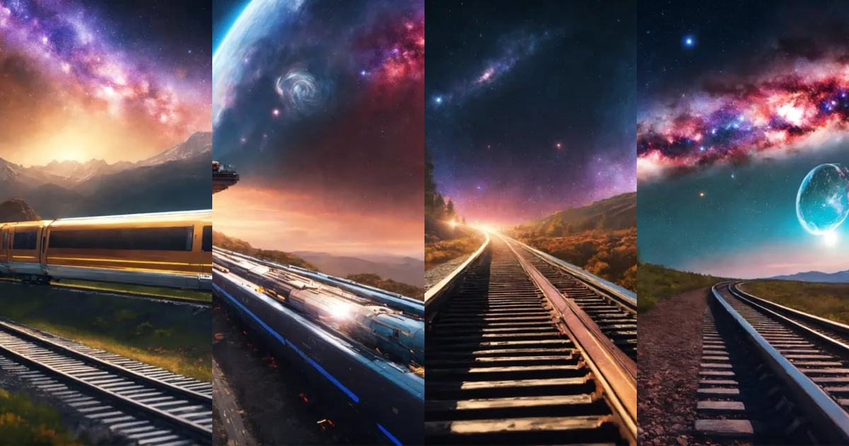 Lexica - Galactic railroad of the future running in the galaxy , 8k