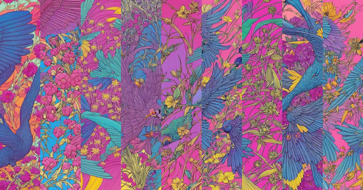 Lexica - ( ( ( ( beautiful flowers and birds, surrounded by decorative ...