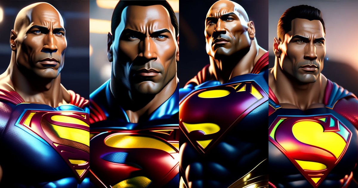 Lexica - Superman suit Dwayne The Rock Johnson, muscle extremely ...