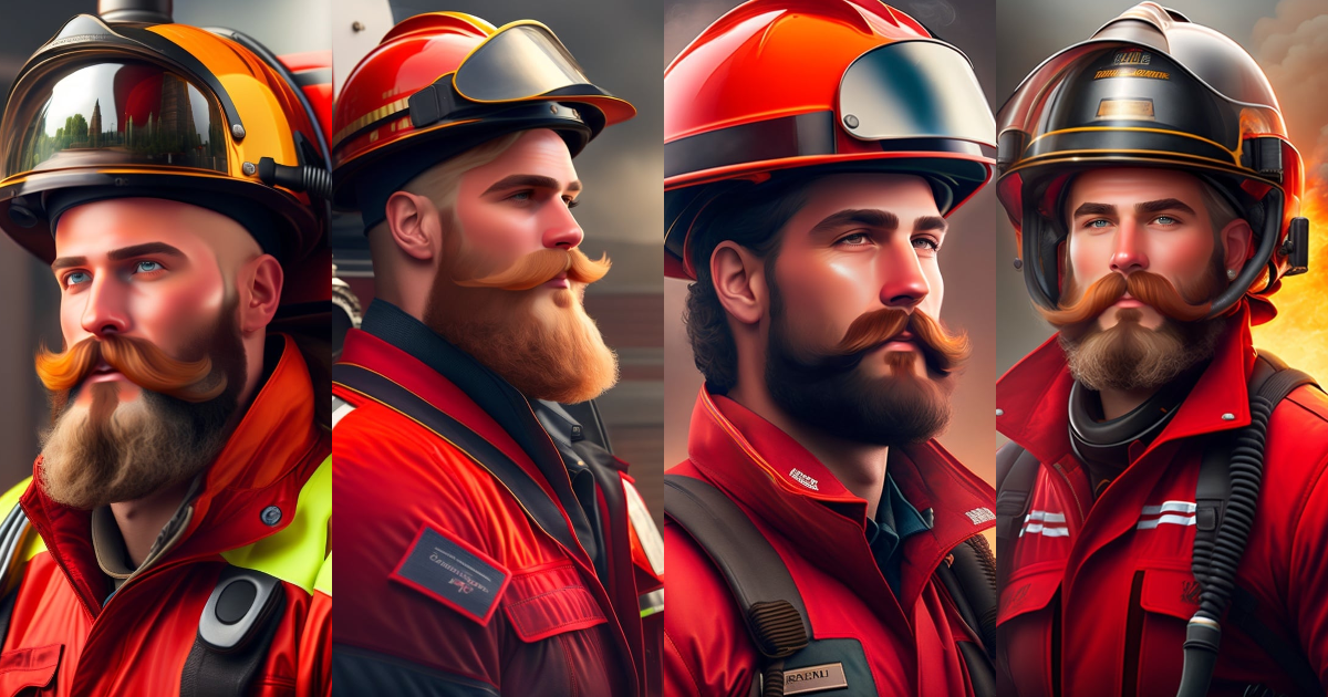 Lexica - A firefighter wearing a red firefighting suit and helmet, with ...