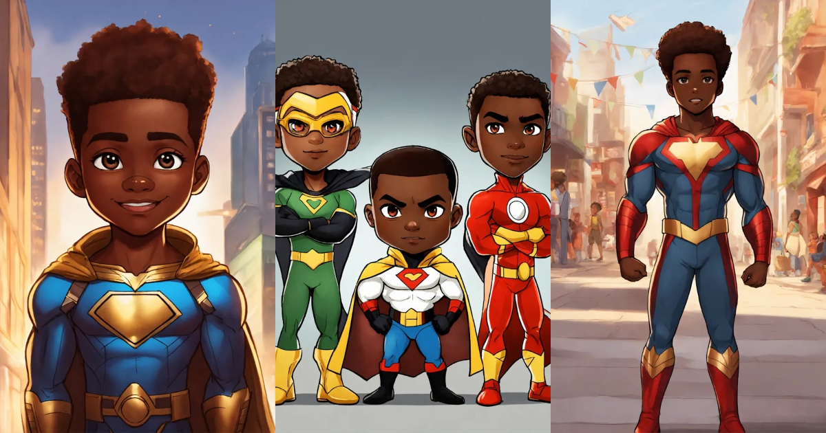 Lexica - Make me Cartoon little African American dark skinned boys in ...