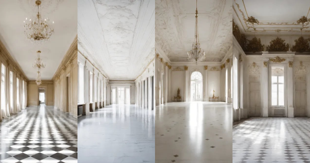 Lexica - Very long gallery white windows white floor white ceiling on a ...