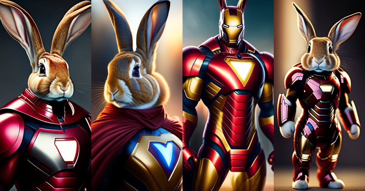 Lexica - Rabbit, ironman, superhero, hyper-realistic, Tonny Stark ...