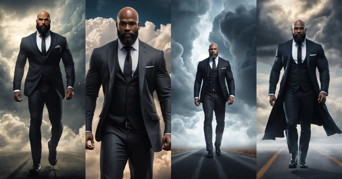 Lexica - Bald bearded man, a strong muscular handsome black male storm ...