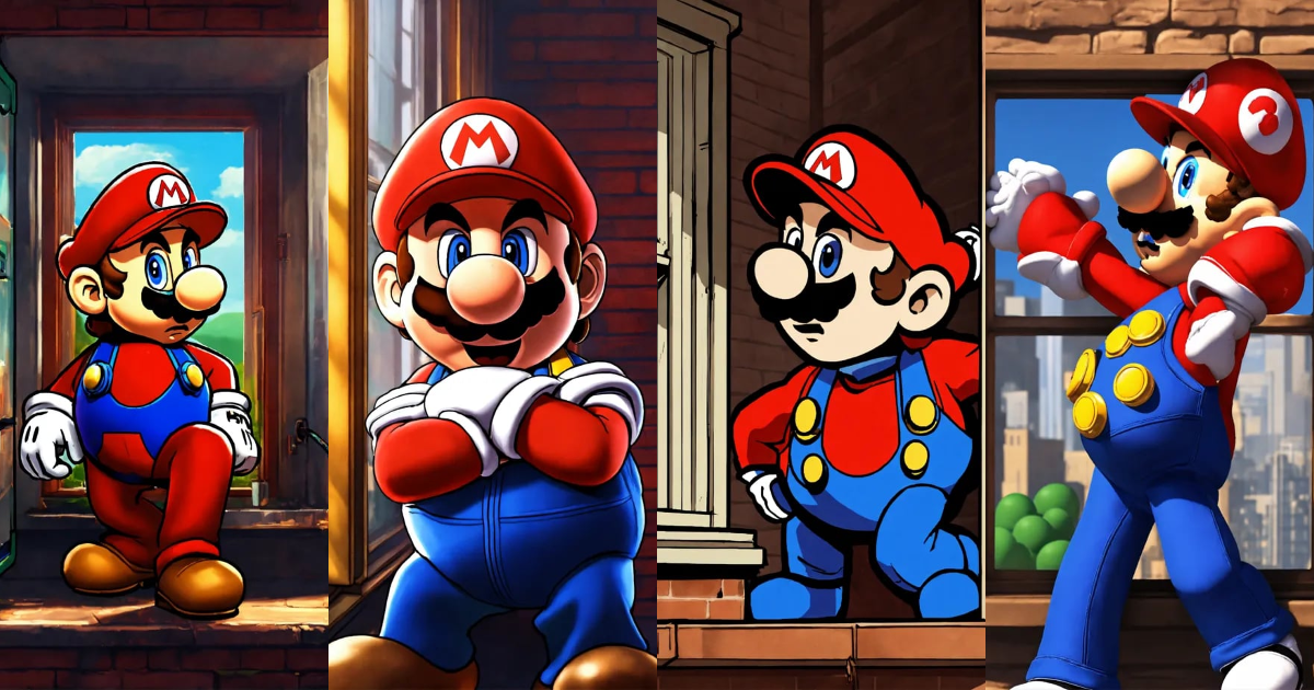 Lexica - Mario from super Mario dress in hip hop gear staring at a ...
