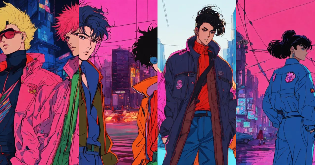 Lexica - Haute couture in the style of 90's vintage anime, neon, akira ...
