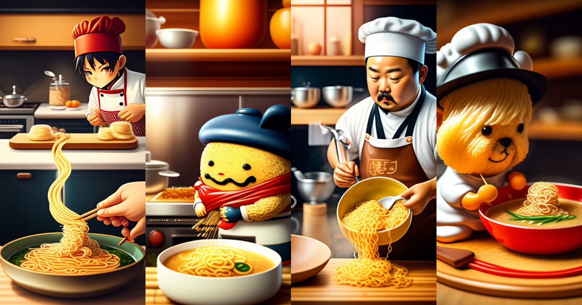 Lexica - Teddy chef making ramen, manga style, surreal