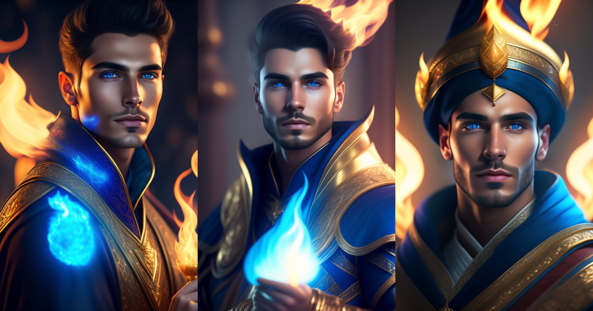 Lexica - Beautiful portrait of a young male wizard wearing a fancy blue ...