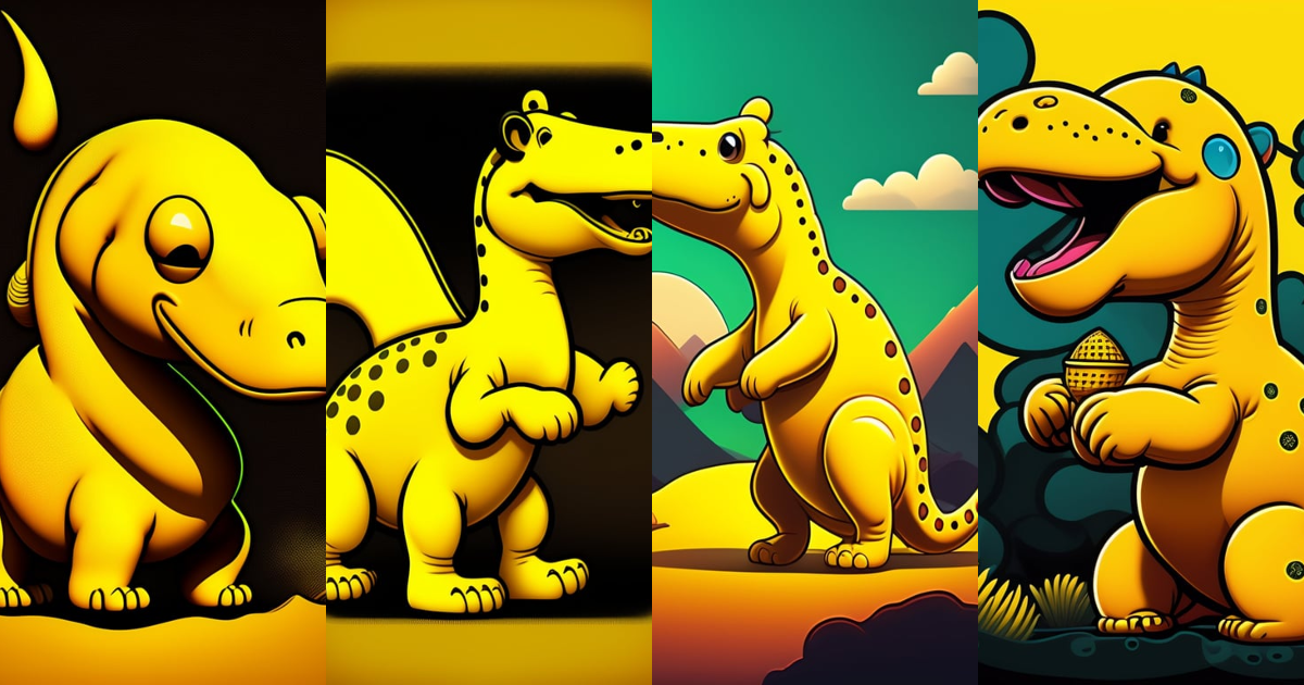 Lexica - Yellow dinosaur carbear cartoon high definition