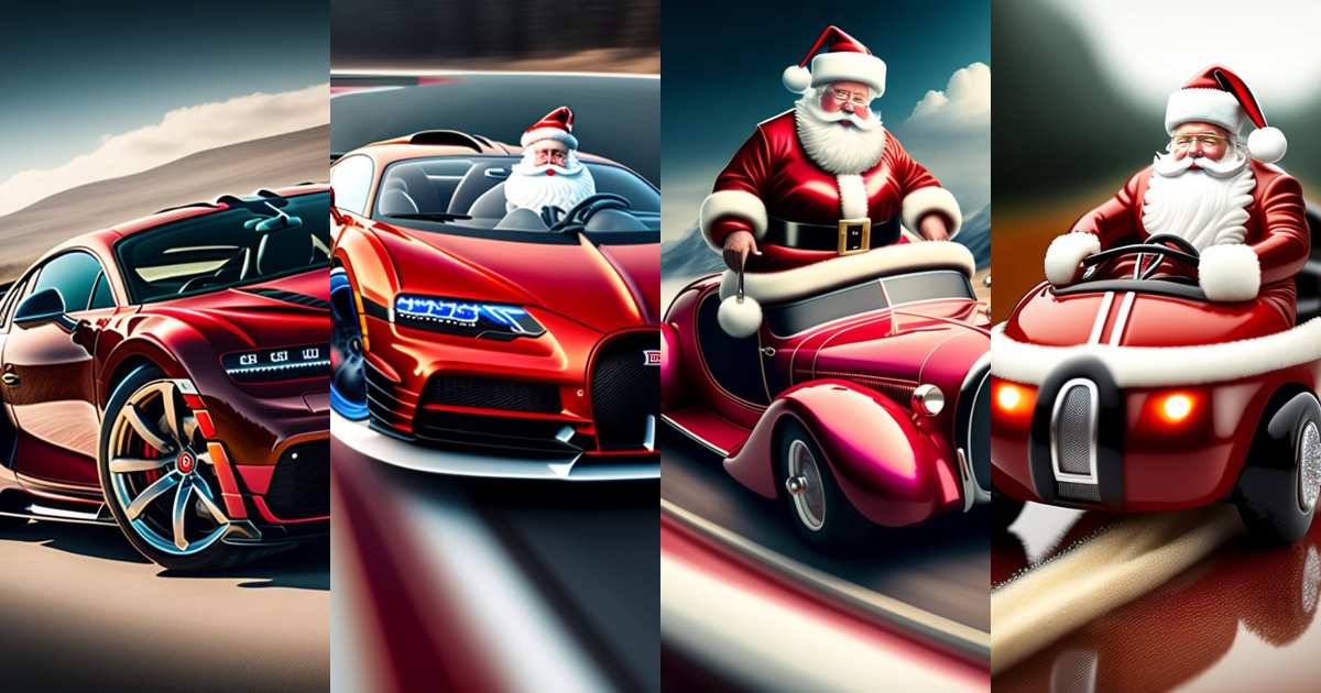Lexica - Santa driving a Bugatti