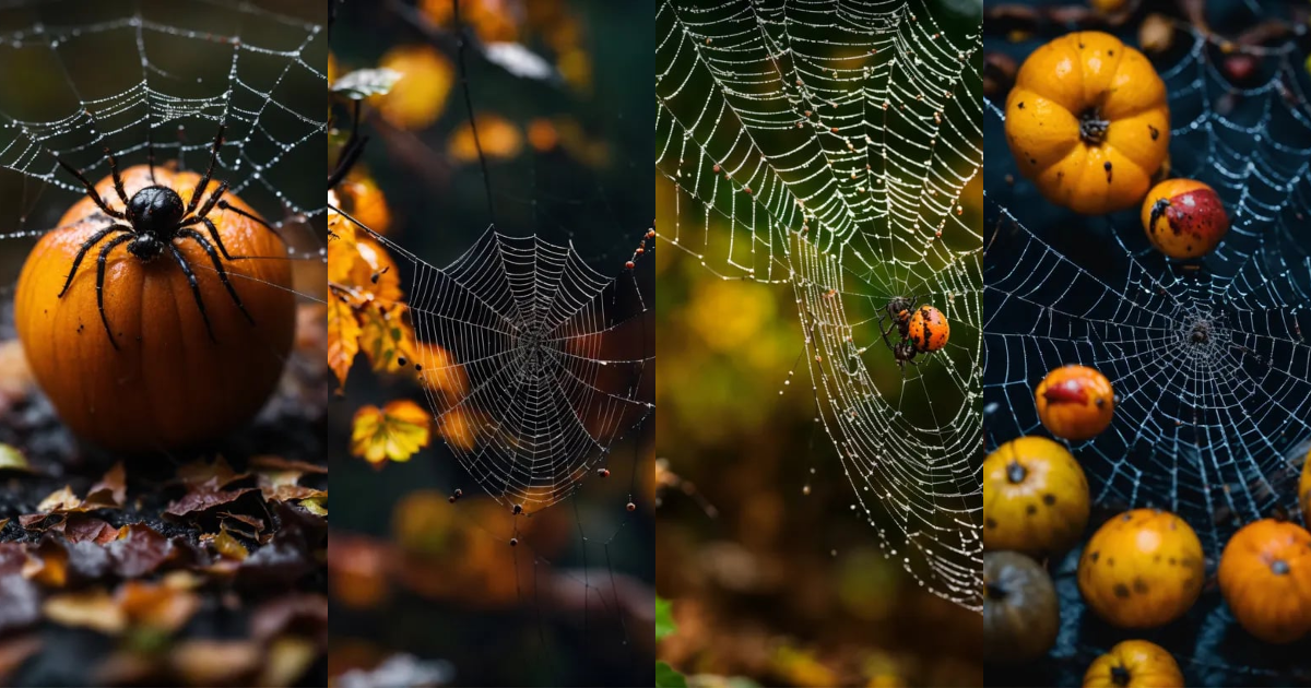 Lexica - Dark creepy Autumn spider-web concept rotten fruits and ...