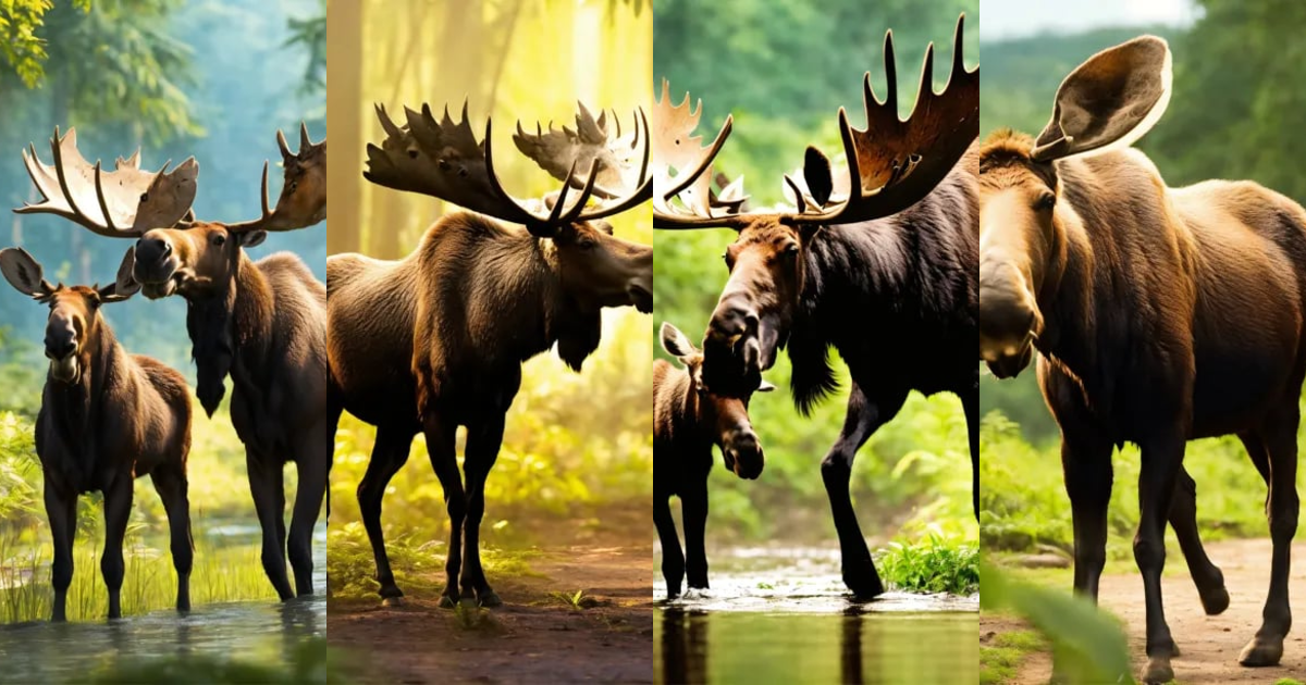 Lexica - A cute 2 moose playing in jungle