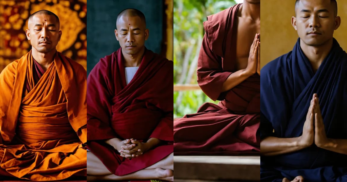 Lexica - Monk sitting in meditation while folding hands in namaste