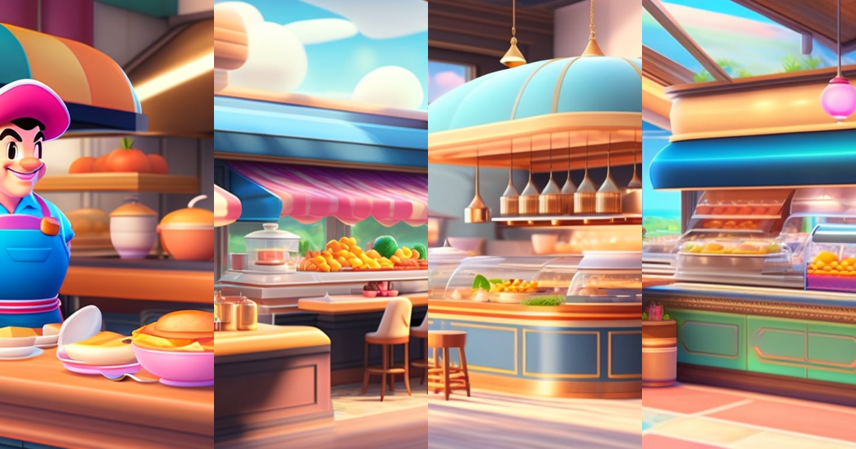 Lexica - 2D illustration, casual style, daylight,restaurant cuisine ...