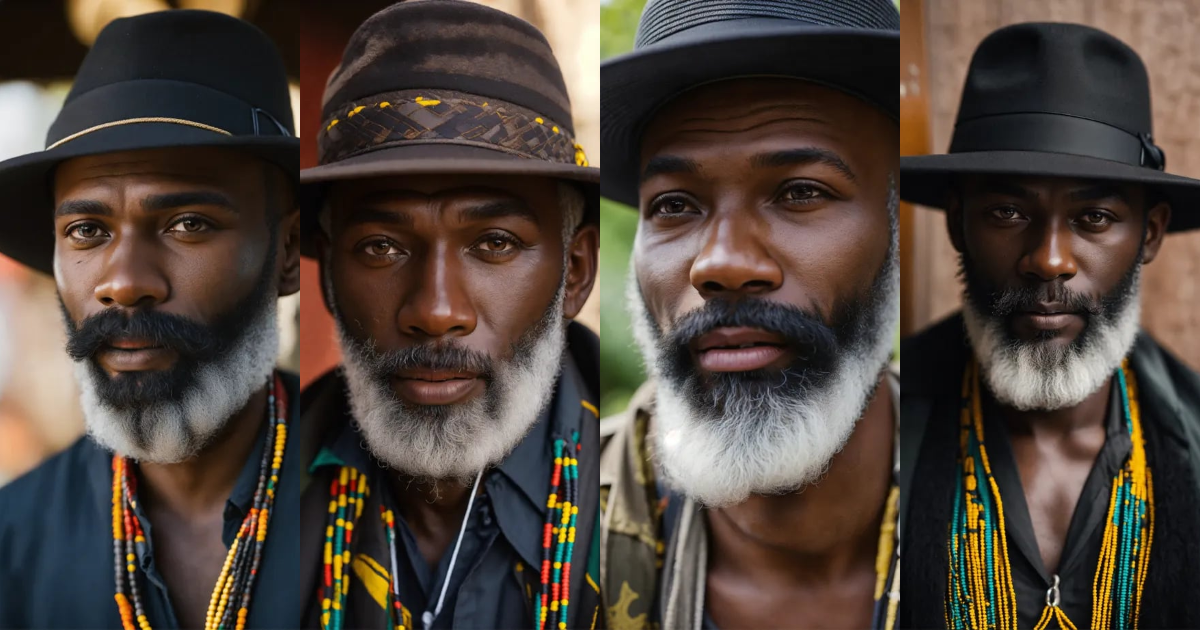 Lexica - Vieux homme africain noir barbu avec chapeau