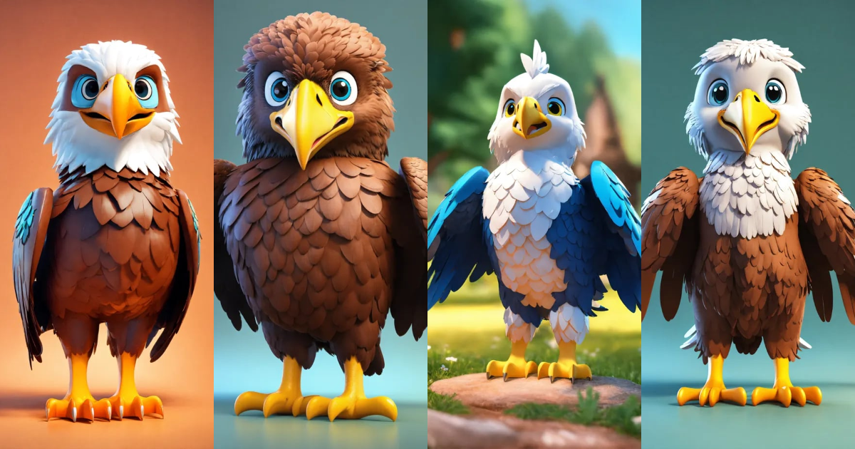 Lexica - Cute eagle, standing straight, looking happy, as a mascott ...