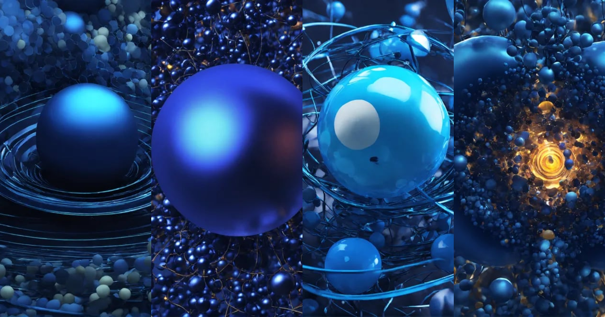 Lexica - Composition of atoms. in blue, dark blue colors. The style of ...