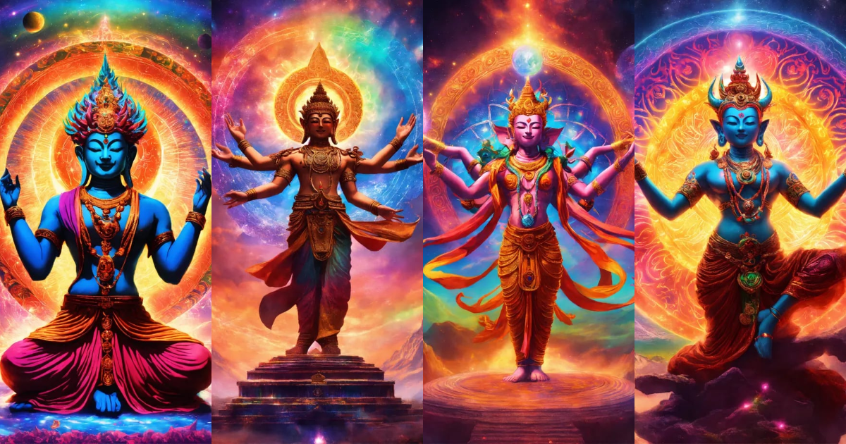 Lexica - Buddhist Demon Diety dancing in cosmic rainbow light with DMT ...