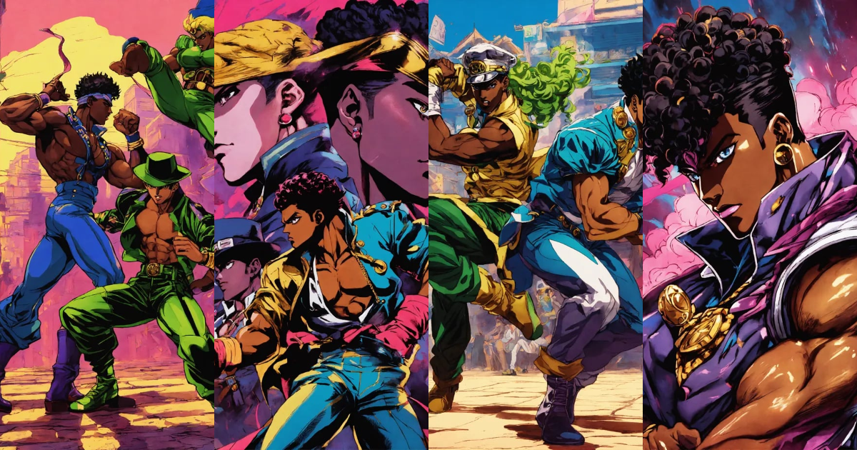 Lexica - 80's anime black characters jojo's bizarre adventure manga art ...