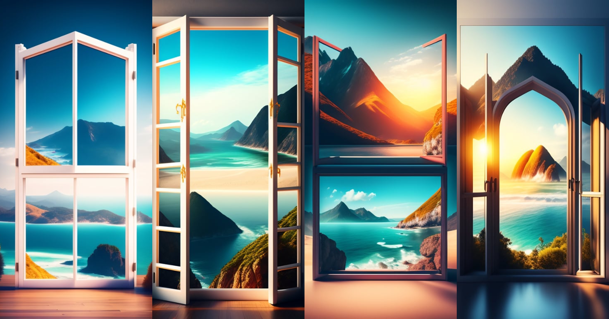 Lexica - Triple Window over mountain have ocean view in sunny day ...