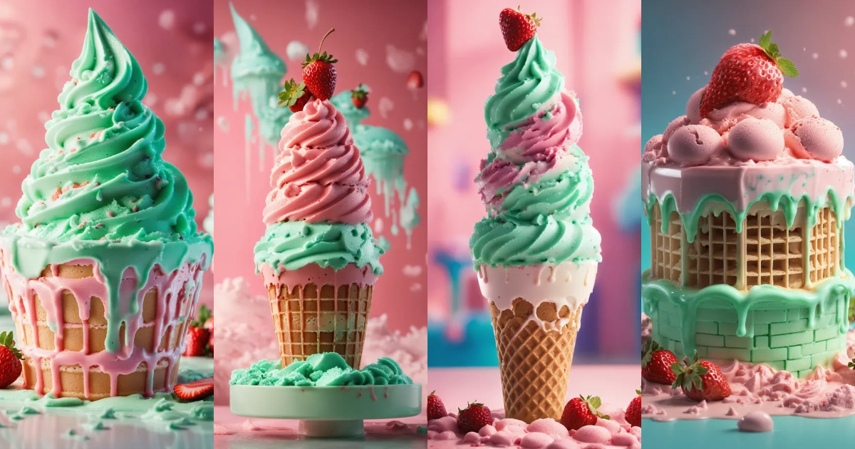 Lexica - 4d photographic image of a image of a ice cream castle, using ...