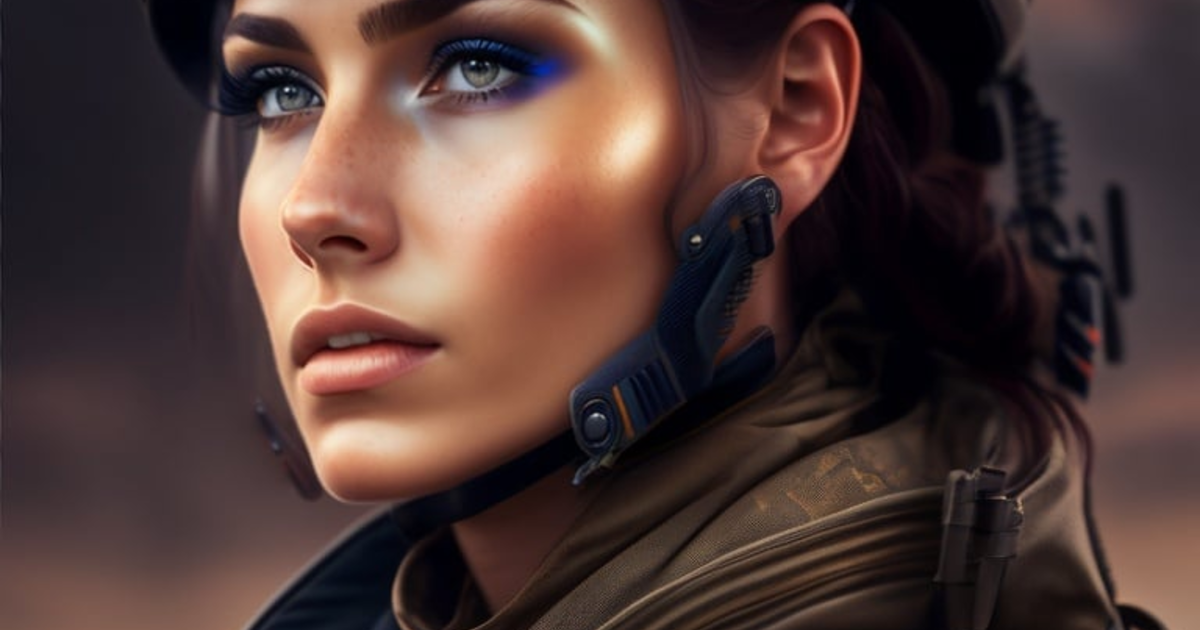 Lexica - A cyber beautiful French girl warrior in a burnt land ...