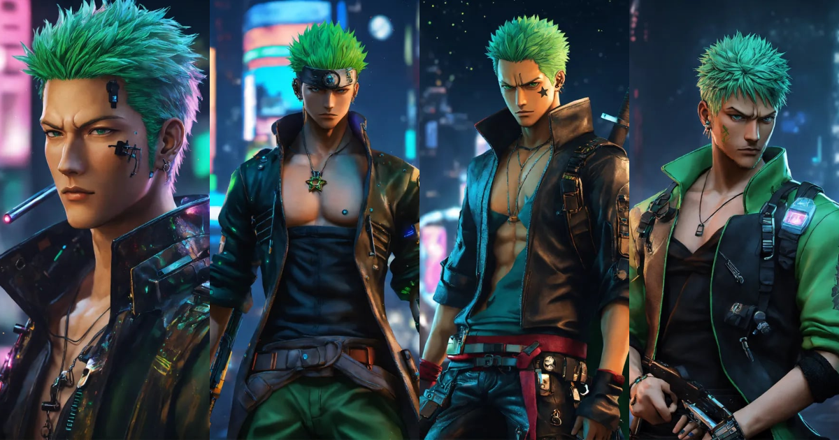Lexica - Generate a modern-day cyberpunk version of Zoro from One Piece ...