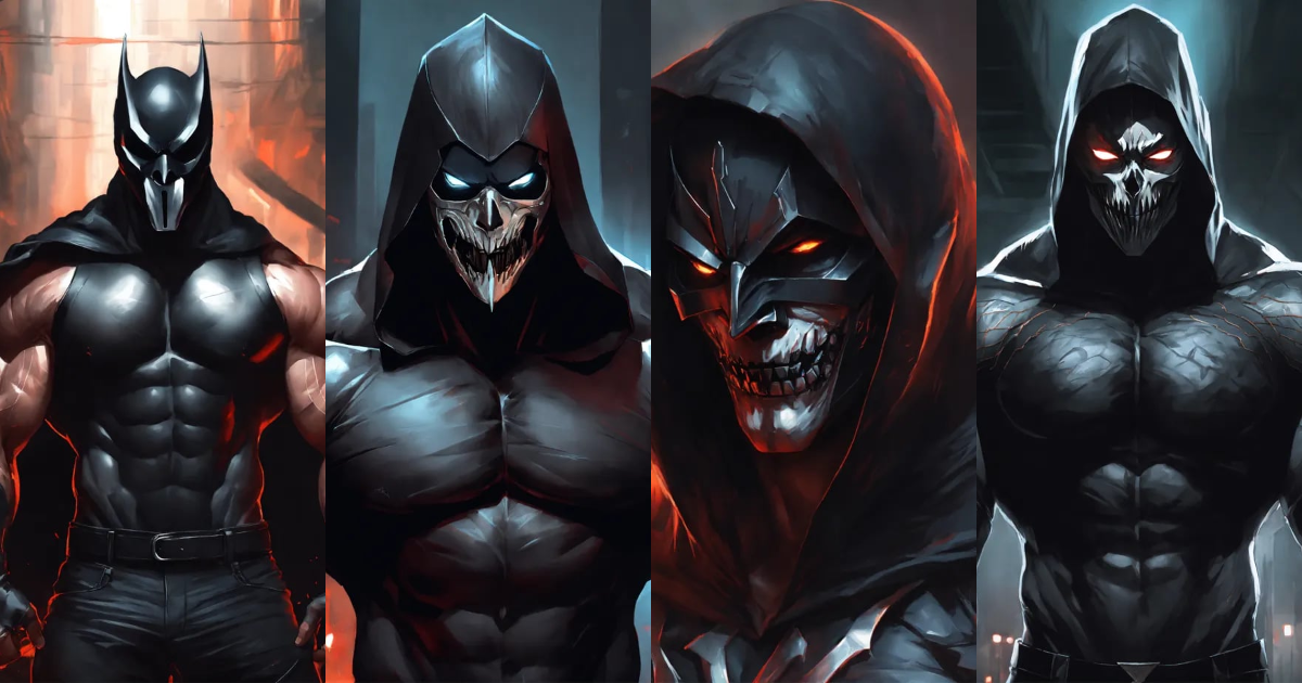 Lexica - Scary and muscular man wearing all black wearing a scary mask ...