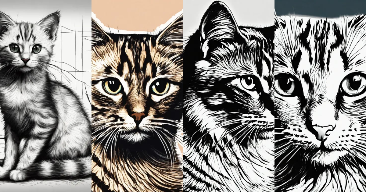 Lexica - Create me a cat with sketched lines in a pencil drawing style ...