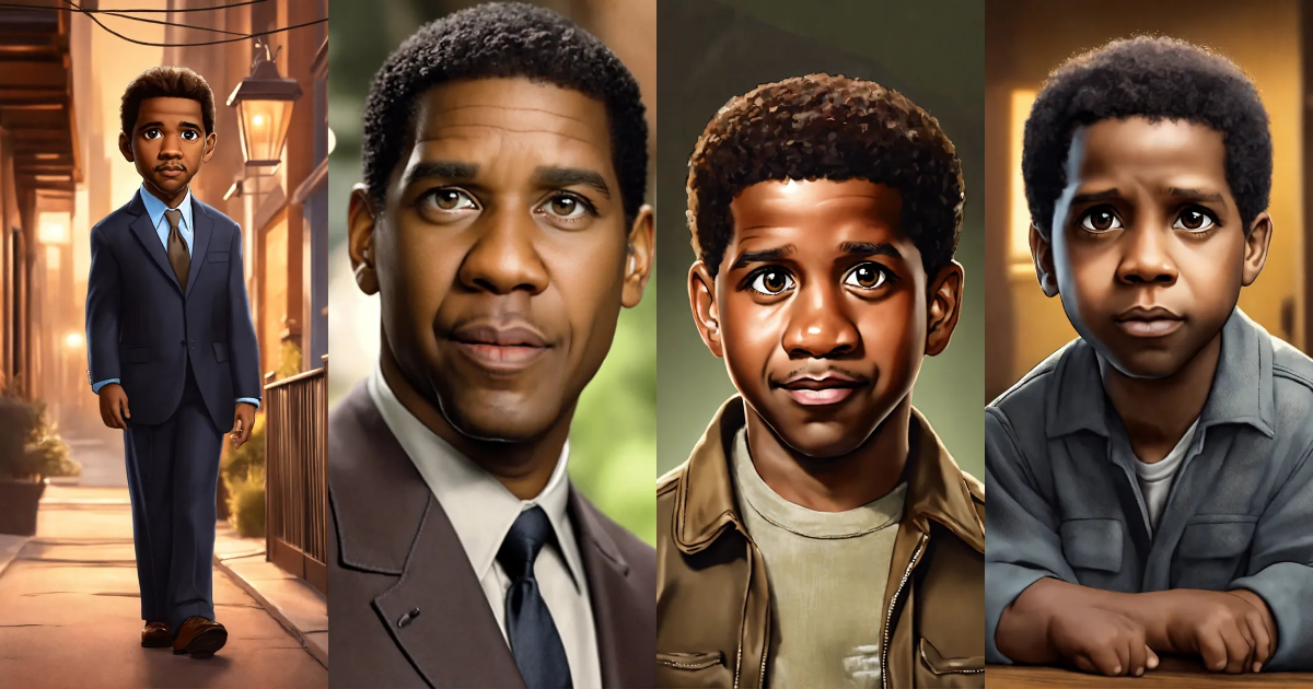 Lexica - Denzel Washington cute baby cartoon ultra realist big eyes