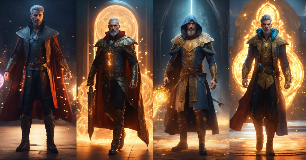 Lexica - A realistic full body portrait of a powerful male magus, mind ...