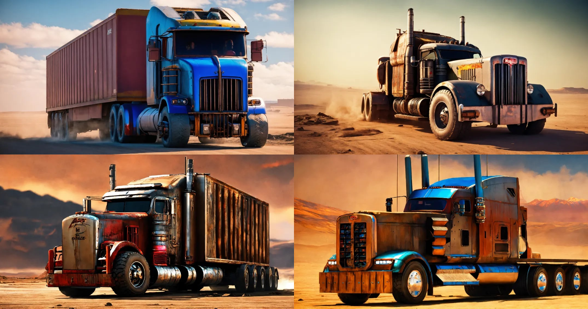 Lexica - Semi truck cyberpunk post-apocalyptic Peterbilt with a ...
