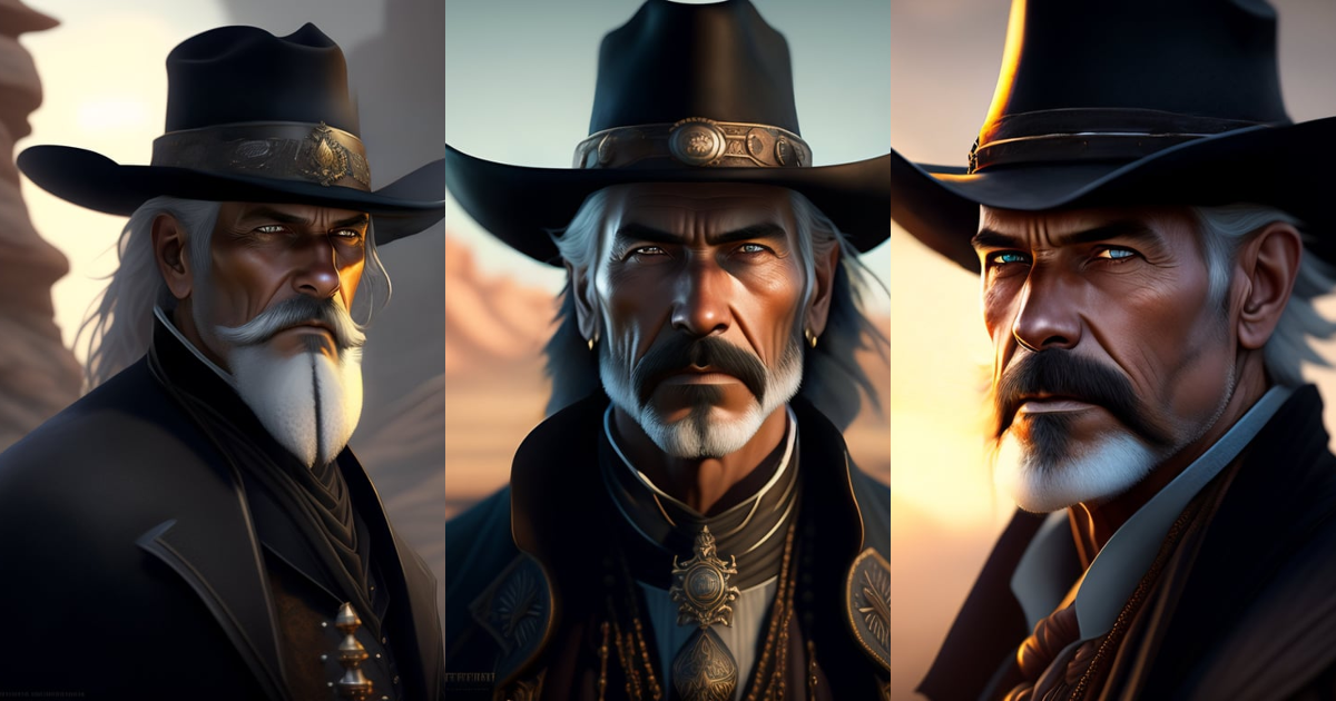 Lexica - Wild west portrait of a undertaker old man in black duster ...