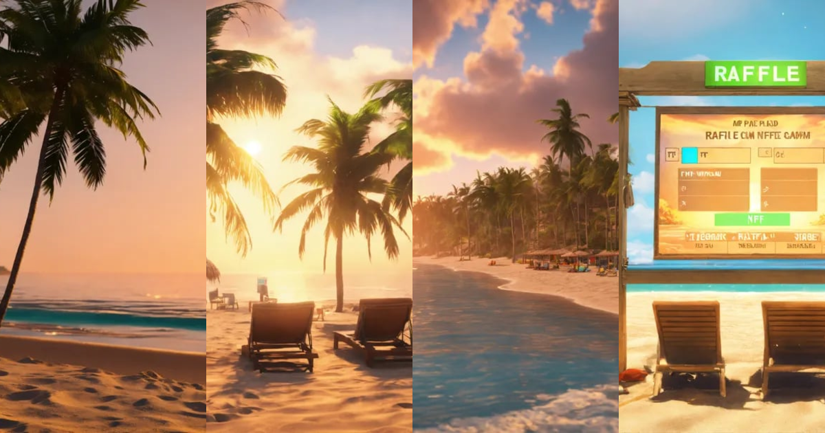 Lexica - NFT Raffle Pad , Game on a beach with Palms and tresures NFTs ...